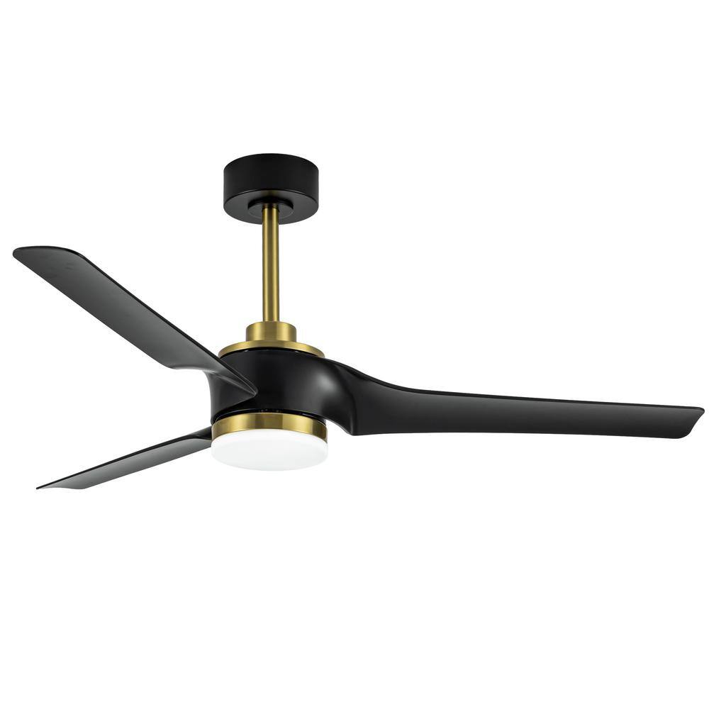 Breezary Clare 52 in. Integrated LED Indoor Black-Blade Gold Ceiling ...