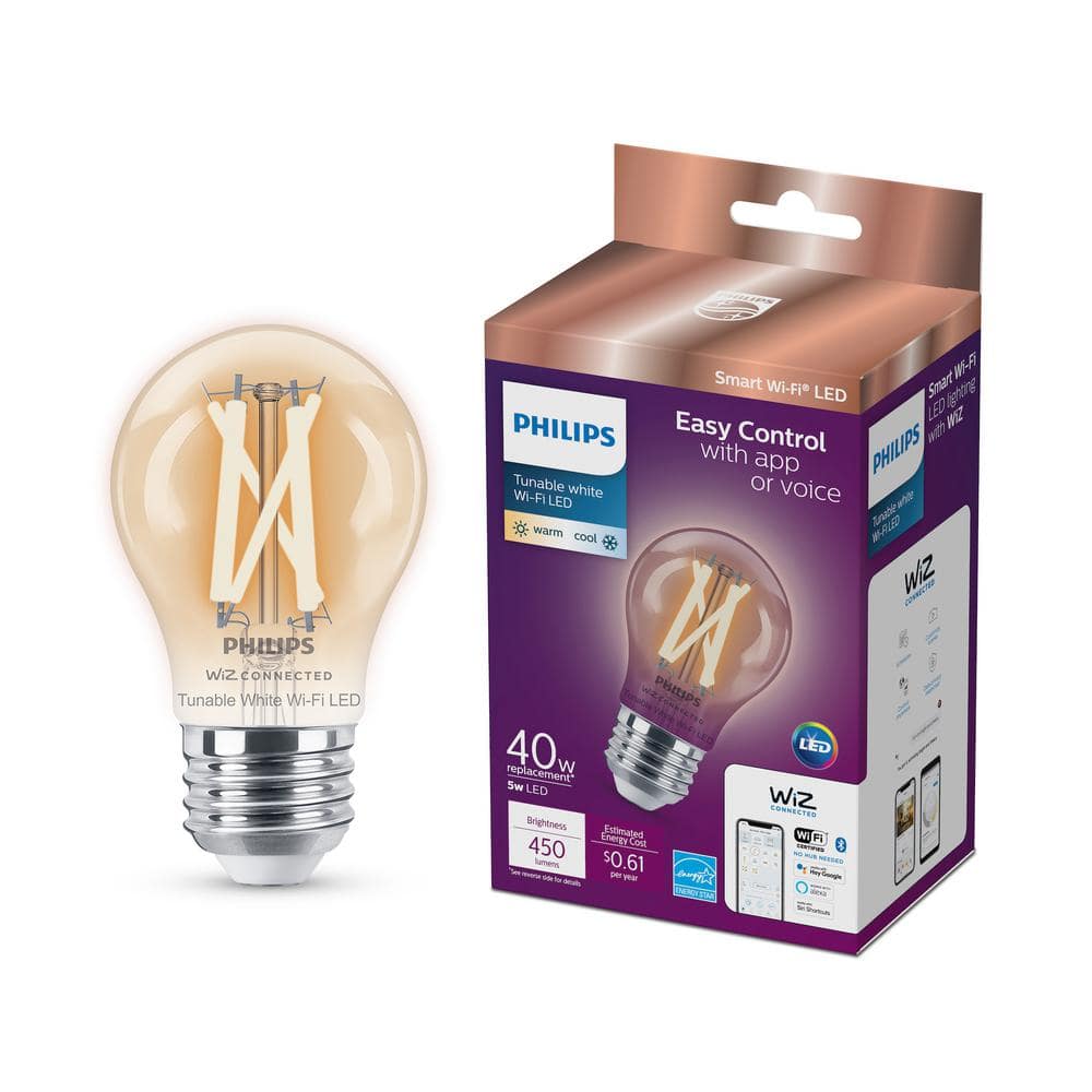 Philips 40-Watt Equivalent A15 Smart Wi-Fi Vintage Edison LED Light ...