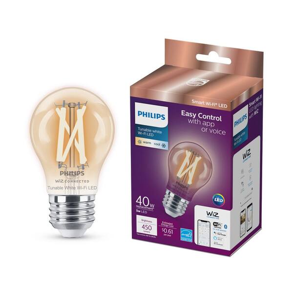 Philips 40-Watt Equivalent A15 Smart Wi-Fi Vintage Edison LED Light ...