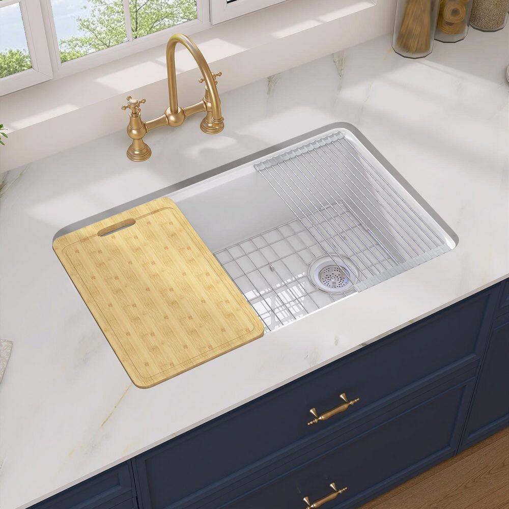 NTQ 33 in. Drop-in/Undermount Kitchen Sink Single Bowl Sink Large ...