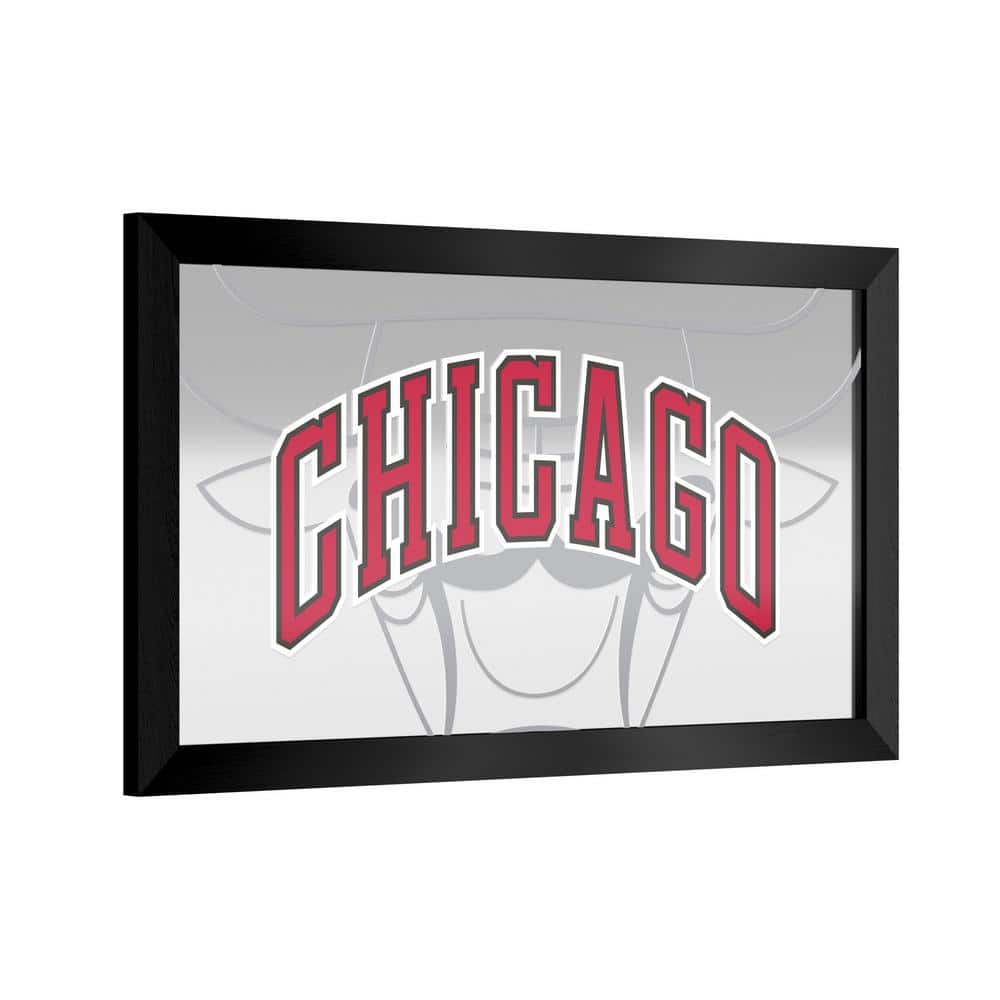 Chicago Bulls Fade 26 in. W x 15 in. H Wood Black Framed Mirror NBA9CB2 ...