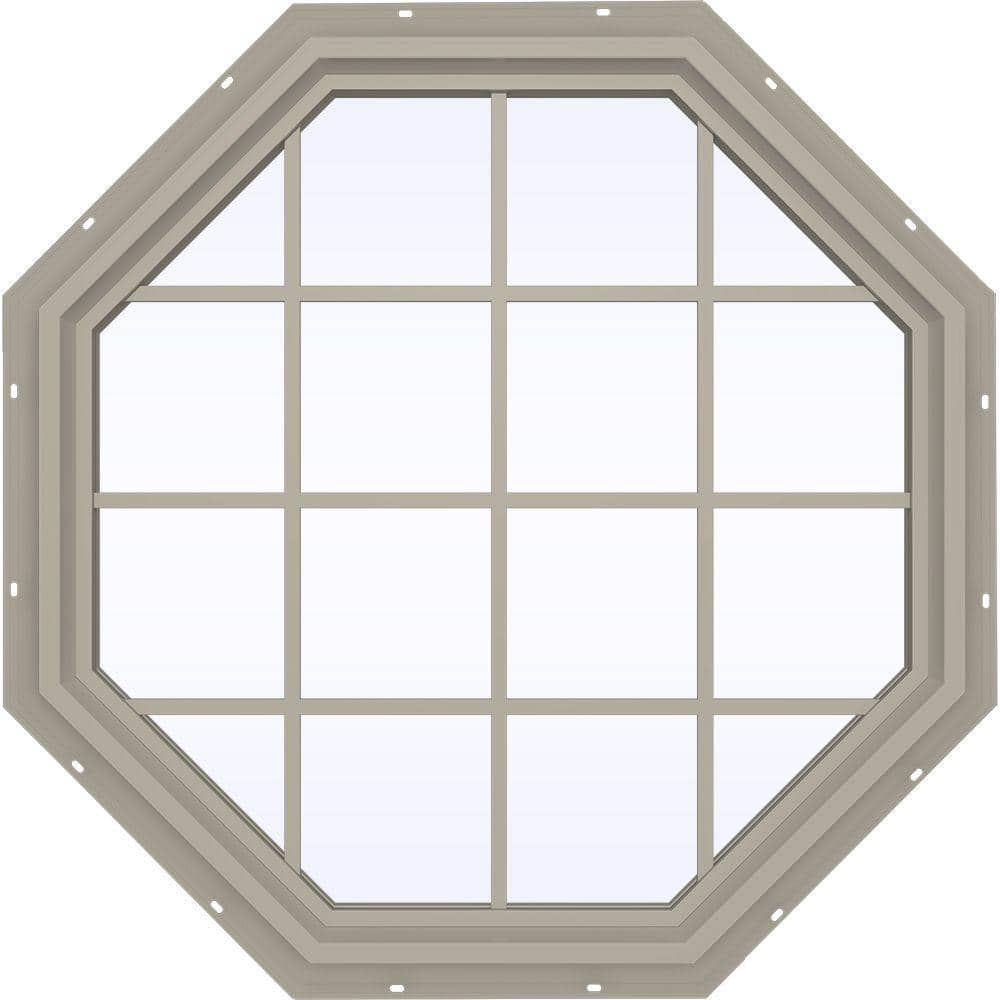 JELD-WEN 47.5 in. x 47.5 in. V-4500 Series Desert Sand Vinyl Fixed ...