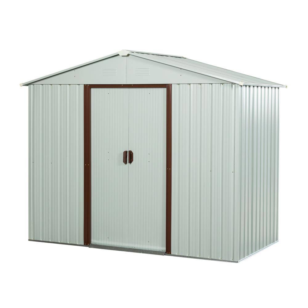 6 ft. W x 5 ft. D White Outdoor Metal Shed with Metal Foundation Frame ...