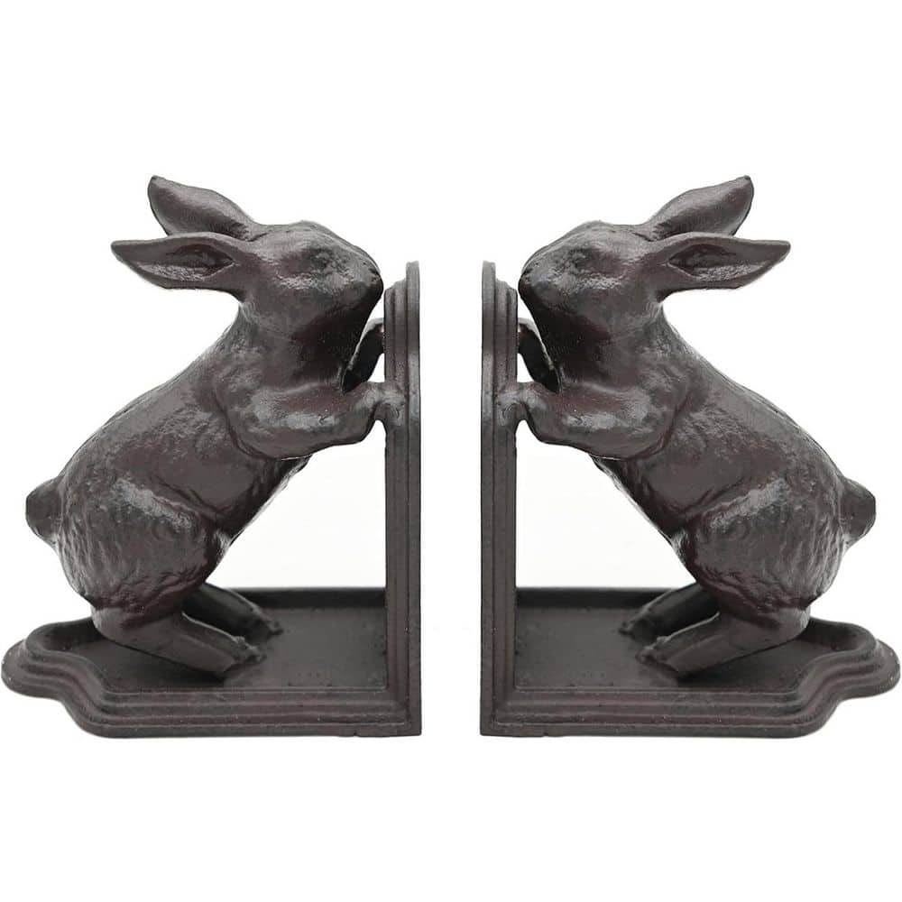 4.5"D x 3"W x 5"H Set of 2 Antique Brown Rabbit Decorative Bookends ...