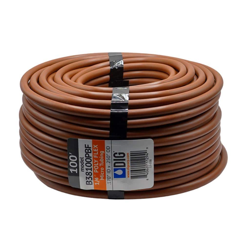 DIG 1/4 in. x 100 ft. Poly Flex Micro Tubing Roll, Brown B38100PBF ...