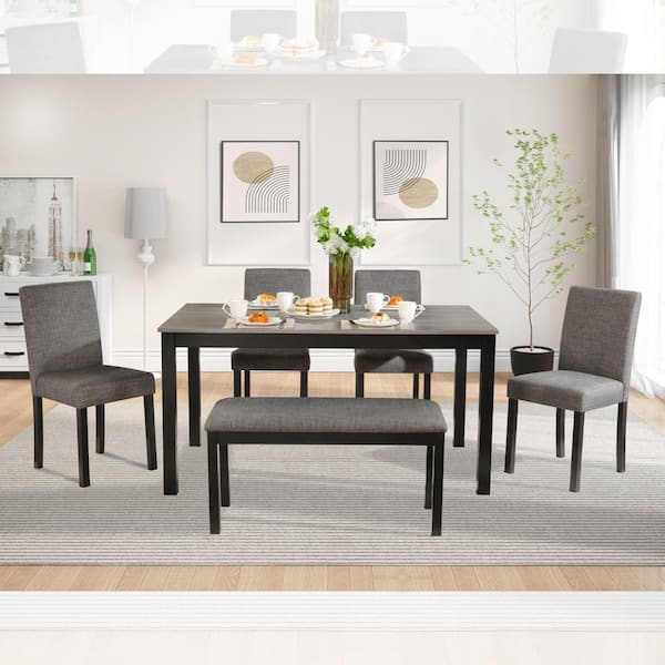 Noble House Alverra Modern 6-Piece Rectangle MDF Top Dining Table Set ...