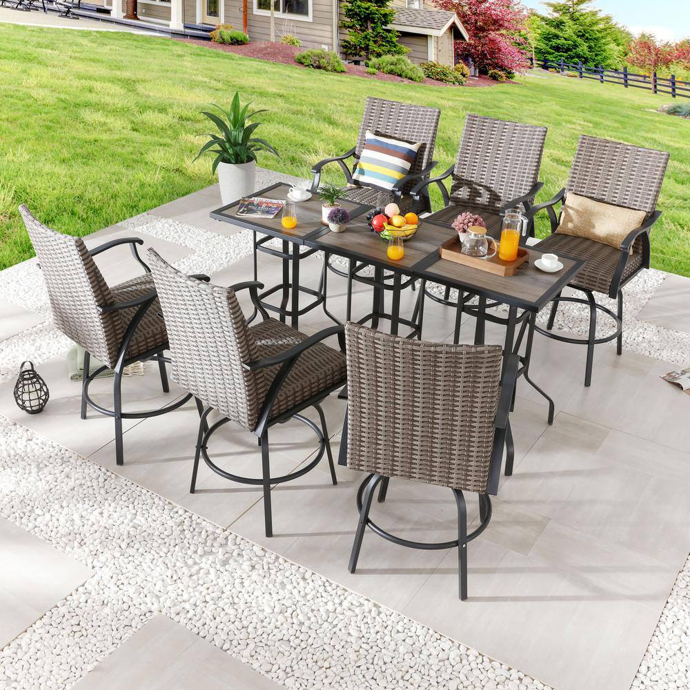 Patio Festival 9-Piece Wicker Bar Height Outdoor Dining Set PF19032X3 ...