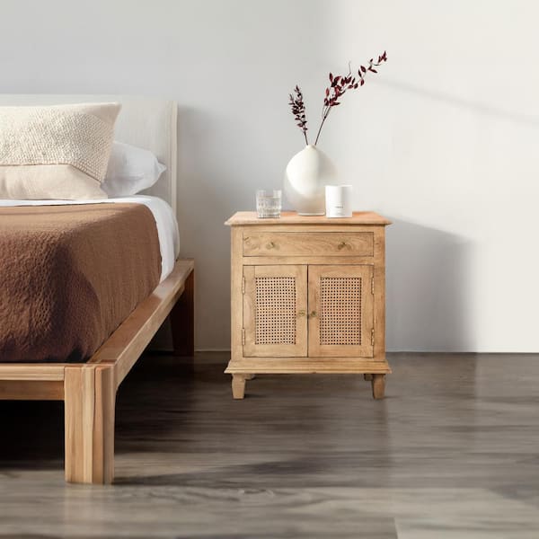 THE URBAN PORT 28 in. Brown 1-Drawer Mango Wood Nightstand UPT-301721 ...