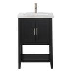 24 in. W x 18.5 in. D Vanity in Espresso with Ceramic Integrated Vanity ...