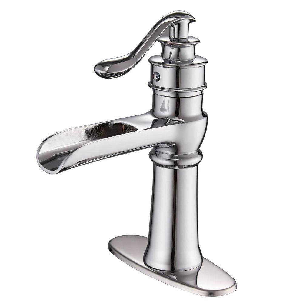 Single Handle Single Hole Bathroom Faucet with Deckplate Modern ...