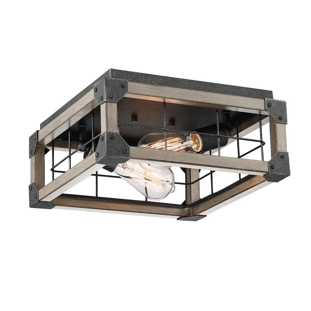 Clihome 11.62 in. 2-Lights Flush Mount Ceiling Light Fixtures Metal ...