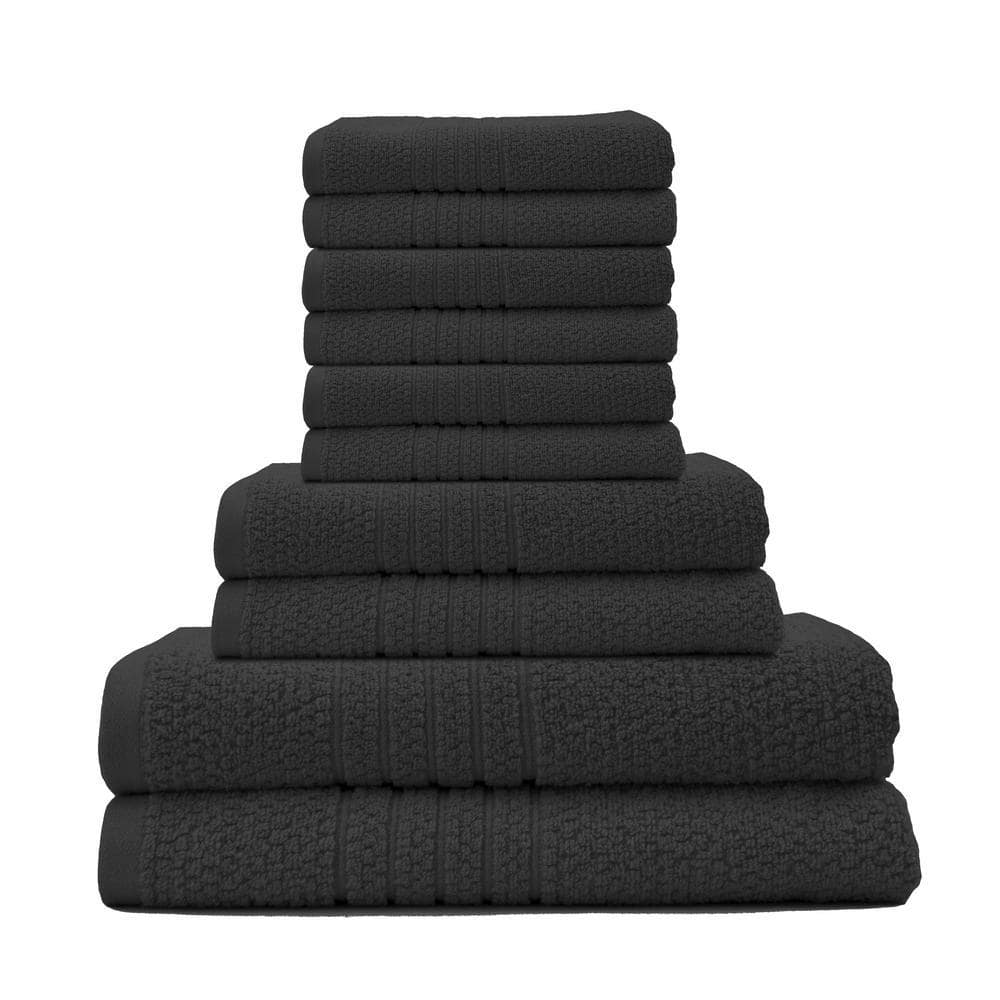 Softie 10-Piece 100% Cotton Bath in Black 884542 - The Home Depot