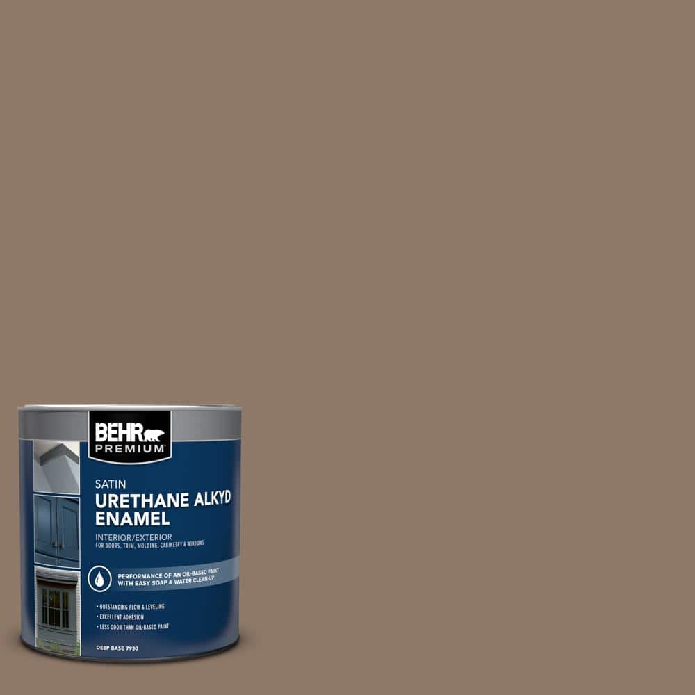 BEHR PREMIUM 1 qt. #PPU5-05 Coconut Shell Satin Enamel Urethane Alkyd ...
