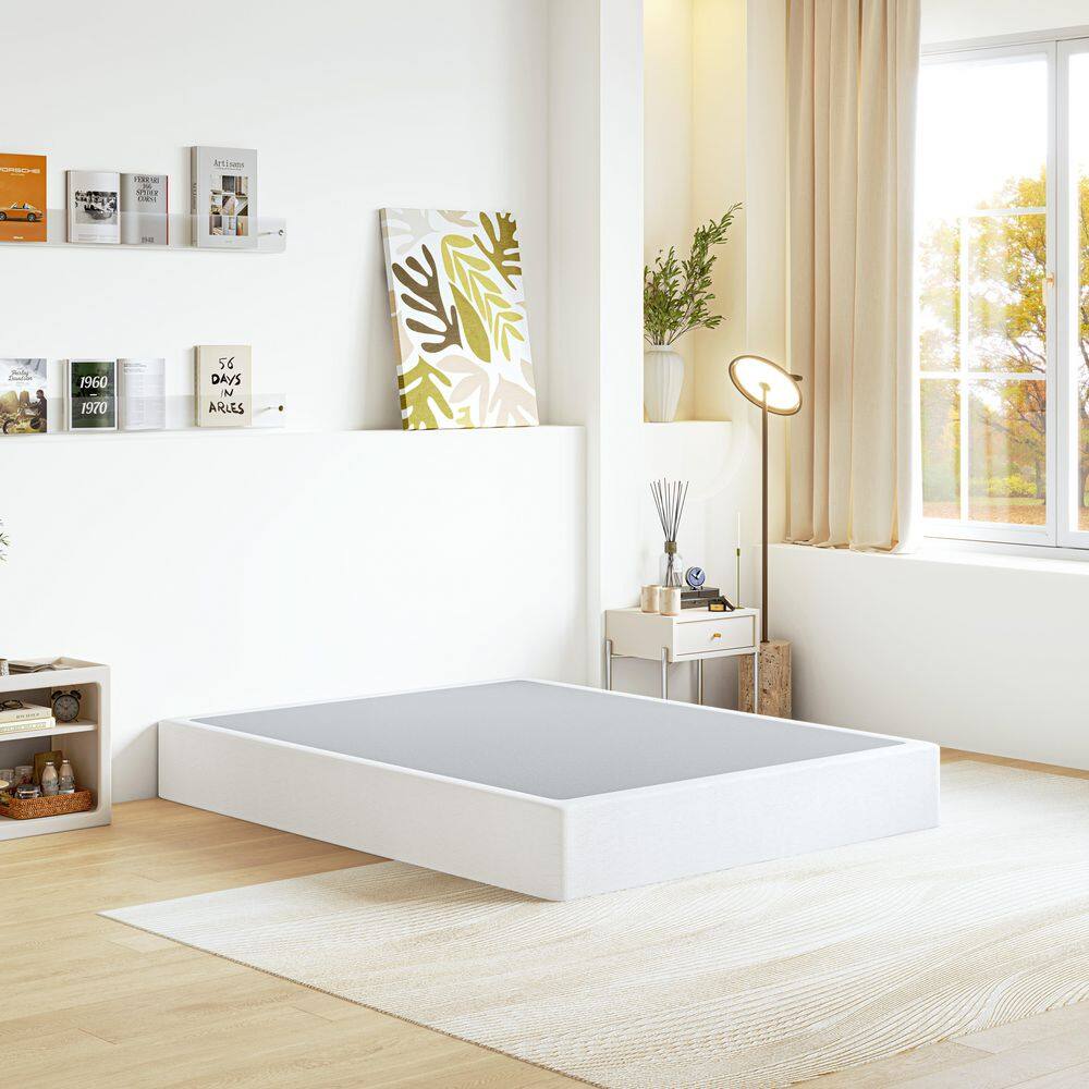 Comasach 10 in. King Metal Box Spring with Fabric Cover Set, High ...