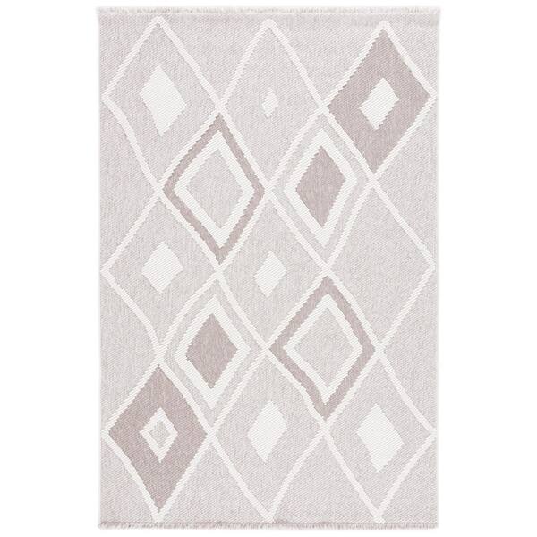 SAFAVIEH Lotus 8 ft. x 10 ft. Beige/Ivory Geometric High-Low Area Rug ...