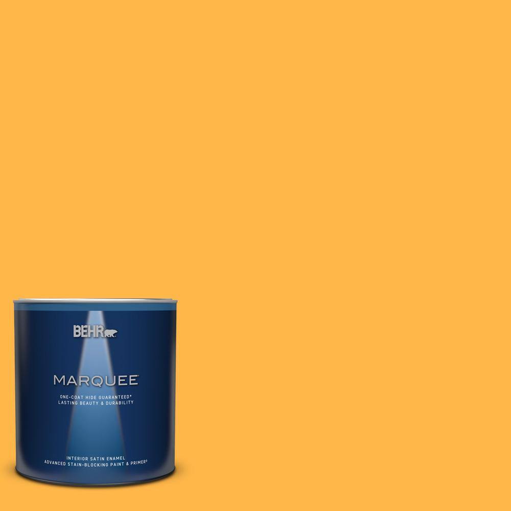 BEHR MARQUEE 1 qt. #300B-6 Glorious Gold Satin Enamel Interior Paint ...