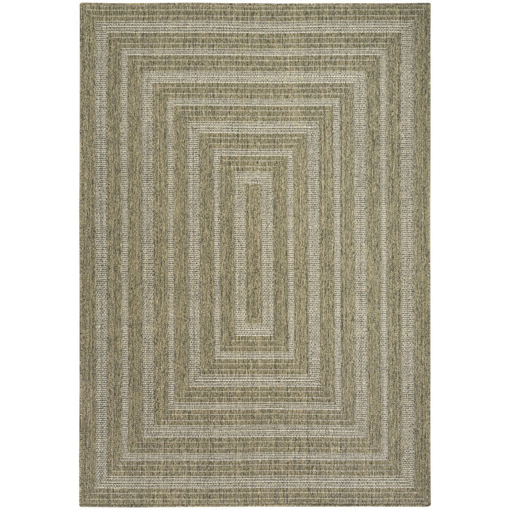 Nourison Tulum Olive 5 ft. x 7 ft. Linear Contemporary Area Rug 140789 ...