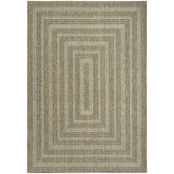 Nourison Tulum Olive 5 ft. x 7 ft. Linear Contemporary Area Rug 140789 ...