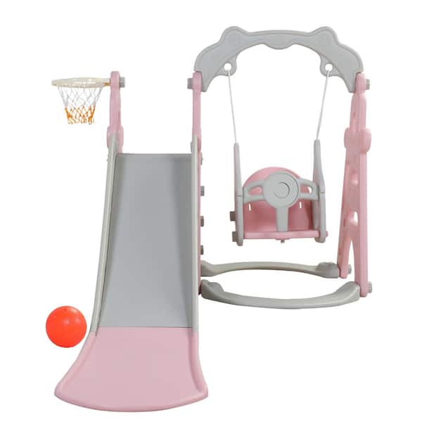Nyeekoy 3-in-1 Kids Slide and Swing Set Toddler Climber Playset Indoor ...