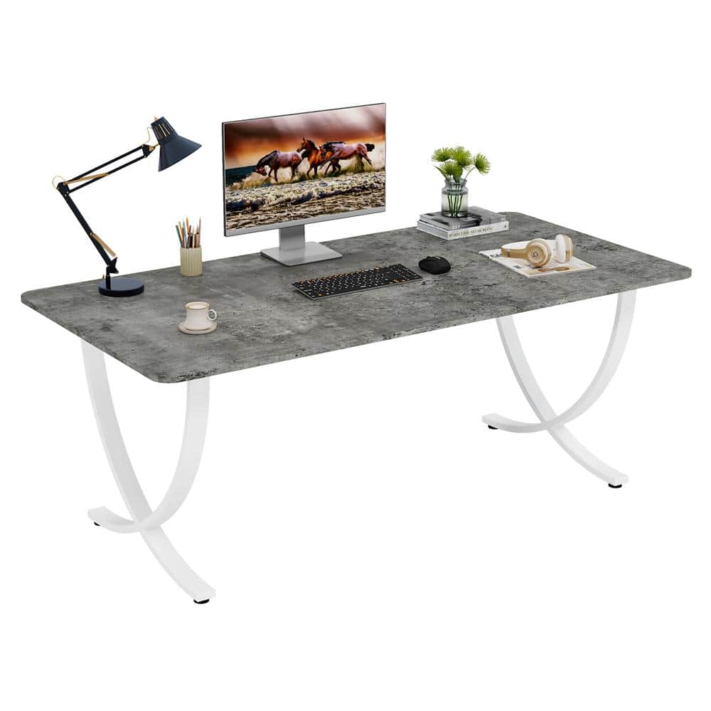 TRIBESIGNS WAY TO ORIGIN Halseey 63 in. Rectangular Gray Wood Computer ...