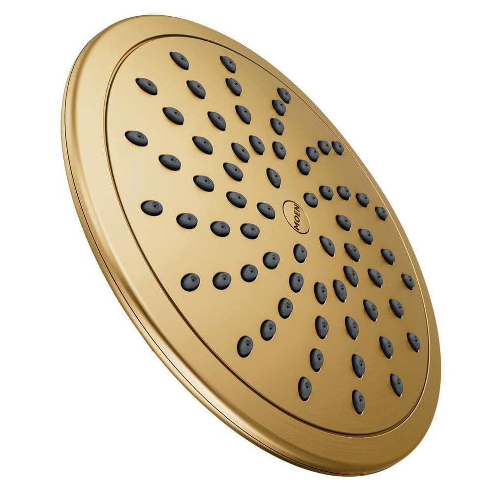 MOEN 1-Spray Pattern 8 in. Wall Mount Fixed Shower Head in Brushed Gold ...