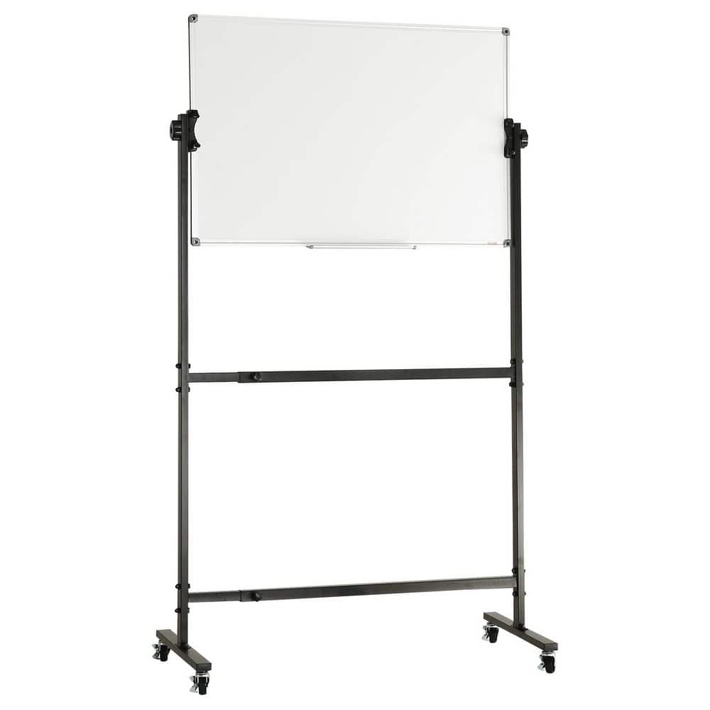 SKYSHALO 36 in. x 24 in Rolling Magnetic Whiteboard, Adjustable Height ...
