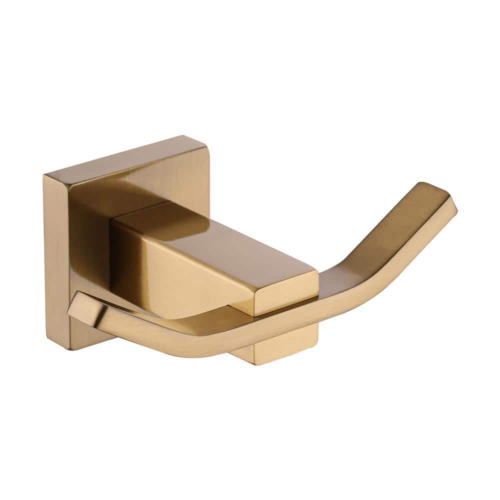 WOWOW Wall Mount J-Hook Double Robe/Towel Hook in Gold 483407G - The ...