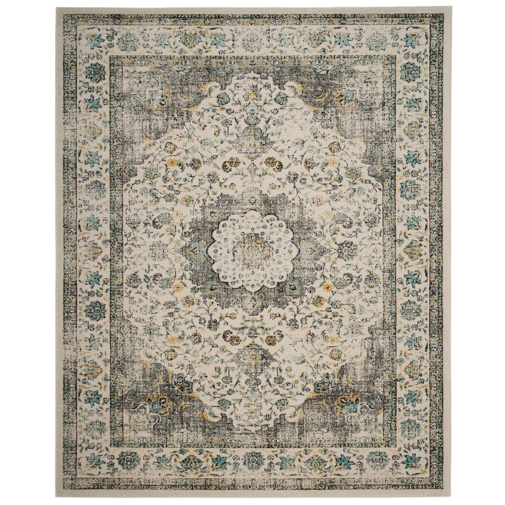 SAFAVIEH Evoke 9 ft. x 12 ft. Gray/Gold Border Area Rug EVK220B-9 - The ...