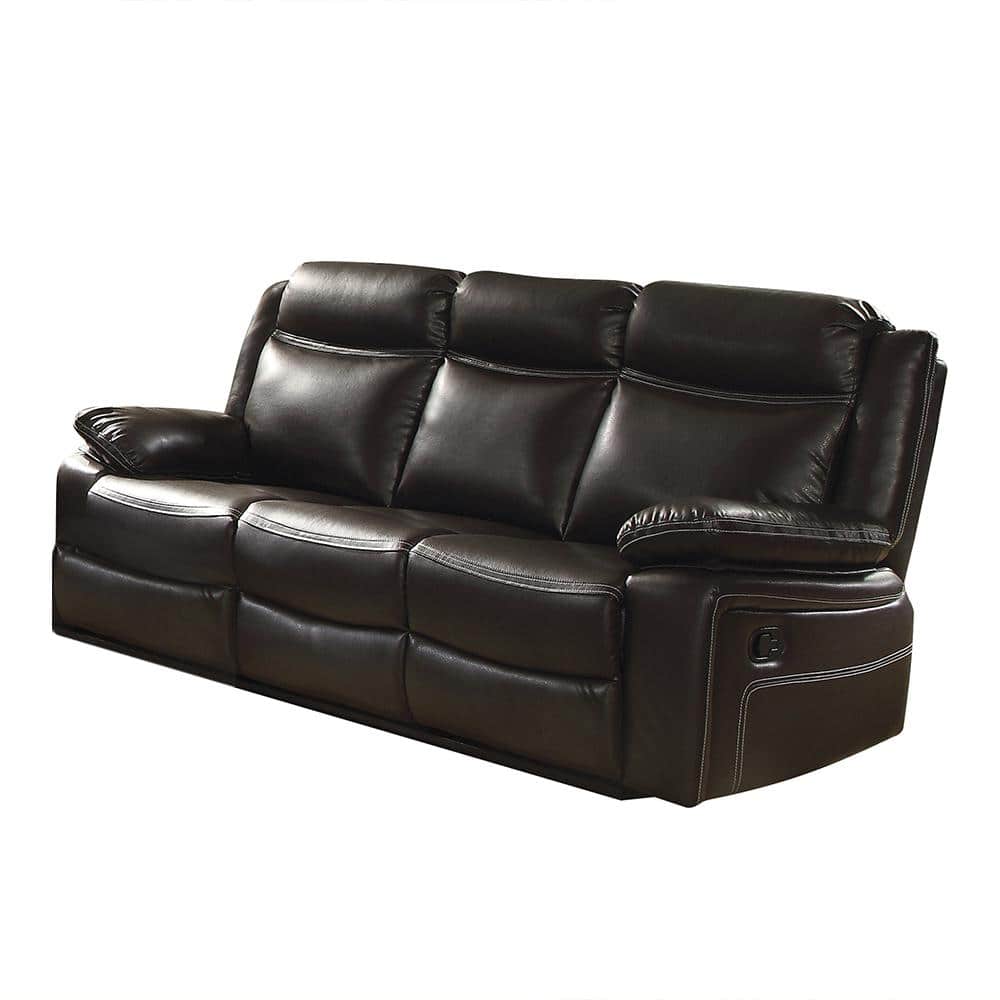 Acme Furniture Corra 78 in. Brown Straight Arm Faux Leather Rectangle ...