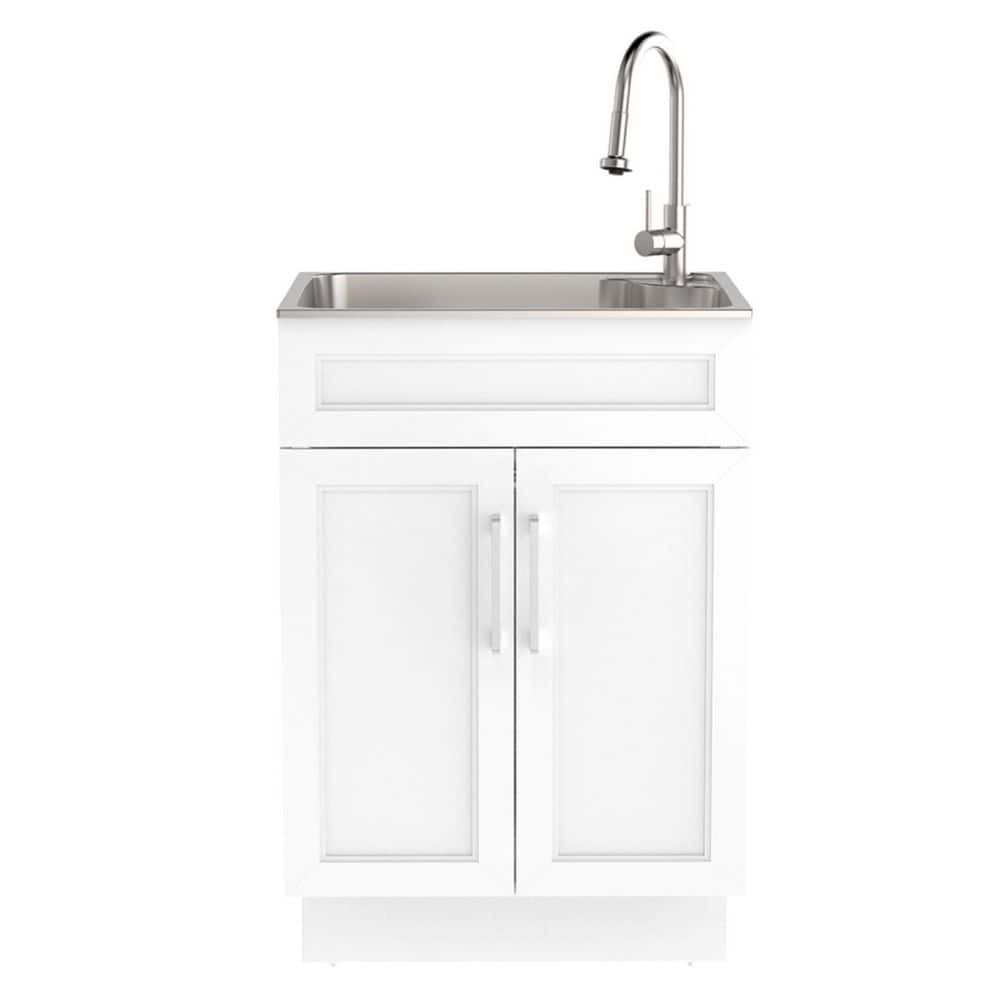 Glacier Bay 24 in. Drop-in Stainless Steel Laundry Sink with Cabinet ...