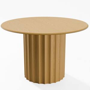 Lirago Cylindrical Black Colored Wood 52" Column Base Recessed Roumded ...