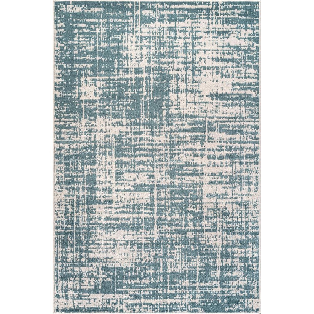 Beverly Rug Atlas Teal 8 ft. x 10 ft. Rubber Back Washable Modern ...