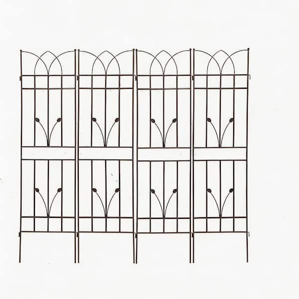 VAMOP 71 in. Brown Powder-Coated Metal Garden Trellis for Climbing ...