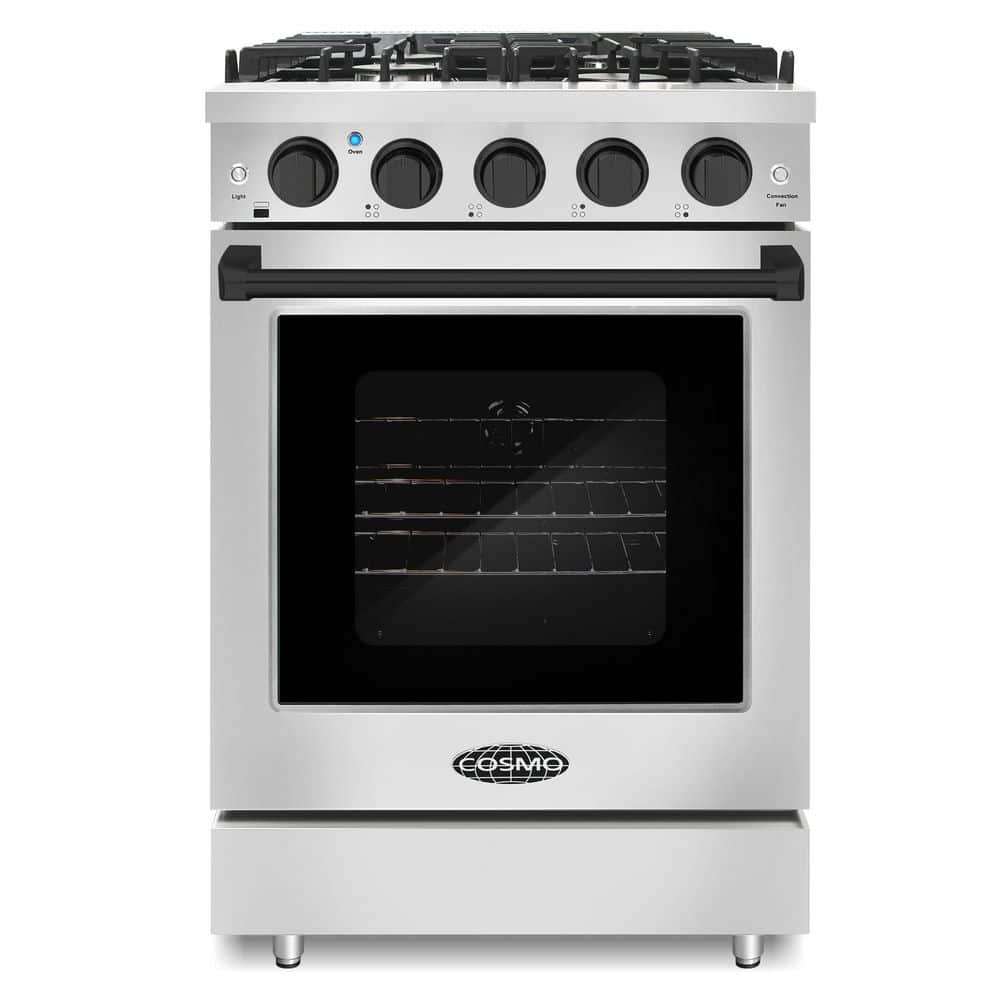Cosmo 24 in. 3.73 cu. ft. Gas Range, 4 Sealed Burners, Convection Oven ...