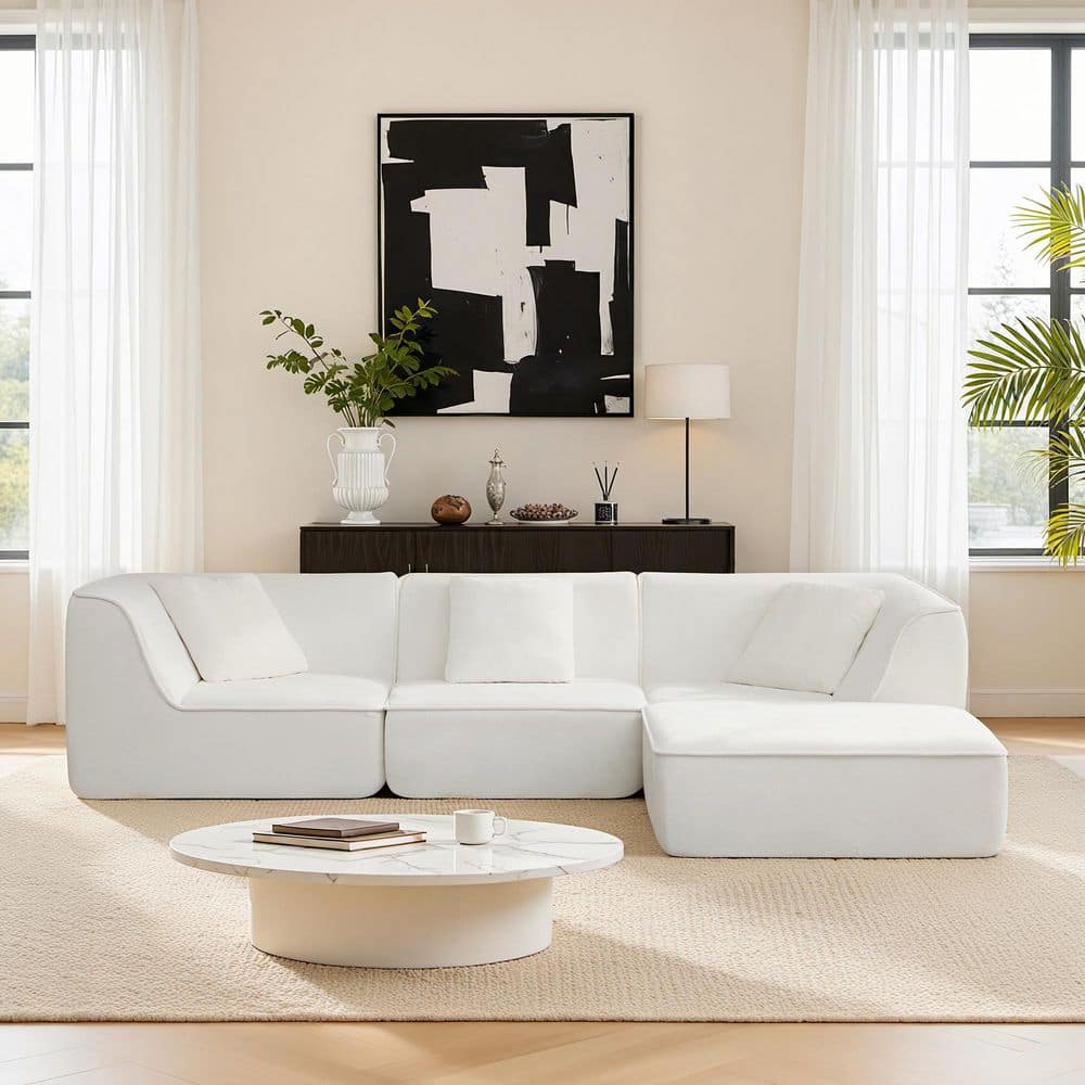 Spruce & Spring Celia 107.87 in. Square Arm 2-Piece Fabric Sectional ...