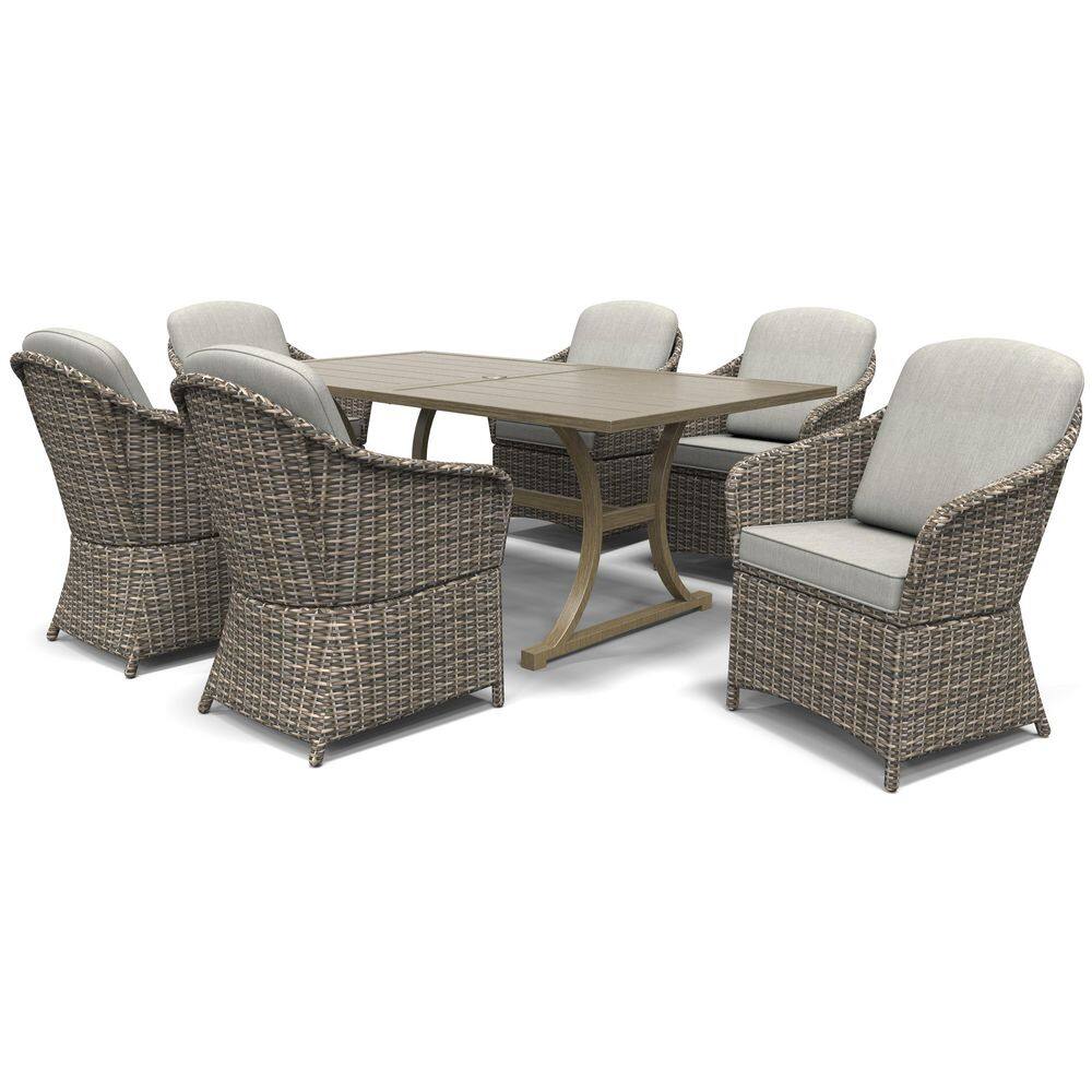Hampton Bay Brooke Mill 2-Piece Wicker Patio Demi Wing Chairs with ...