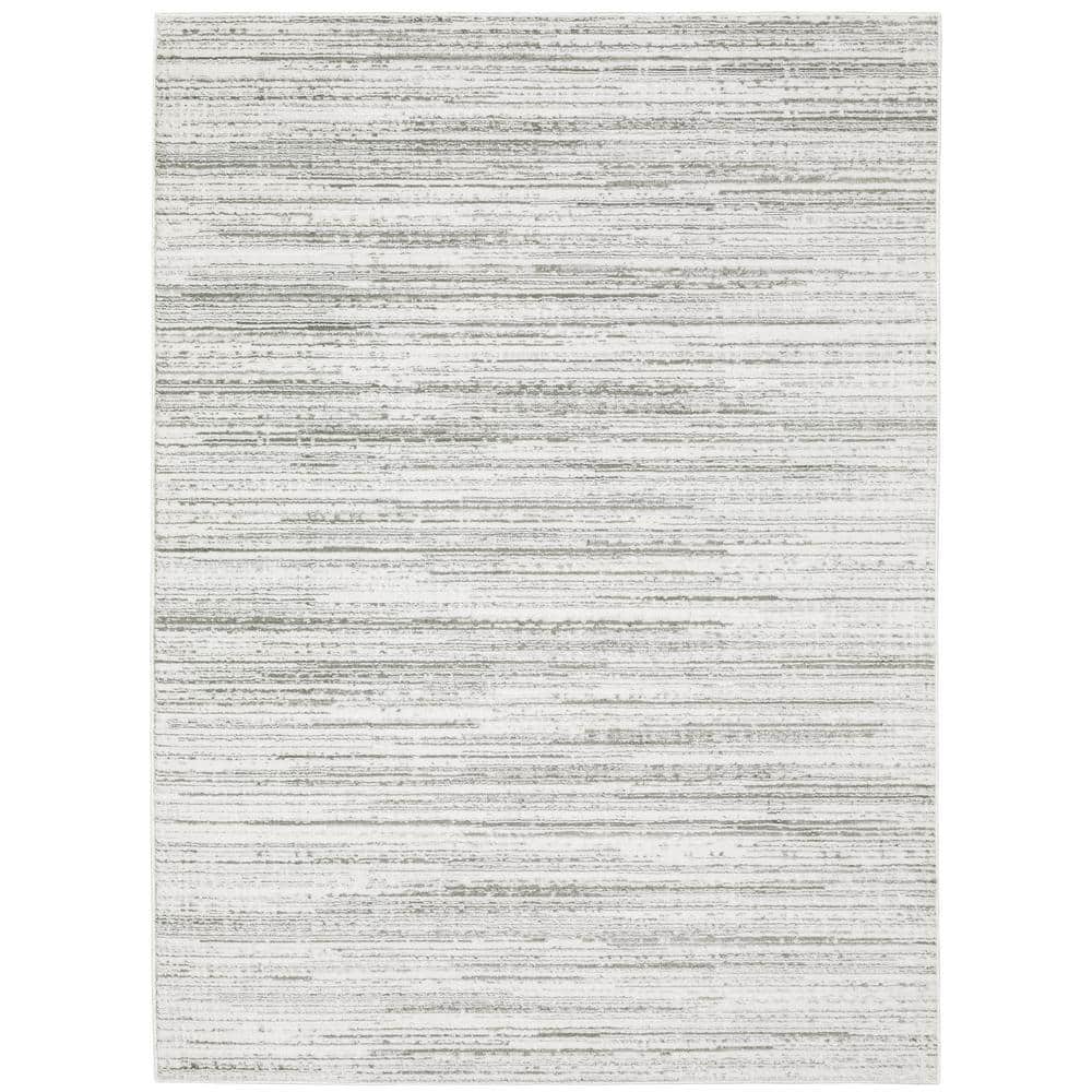 AVERLEY HOME Monticello White/Gray 7 ft. x 10 ft. Distressed Abstract ...