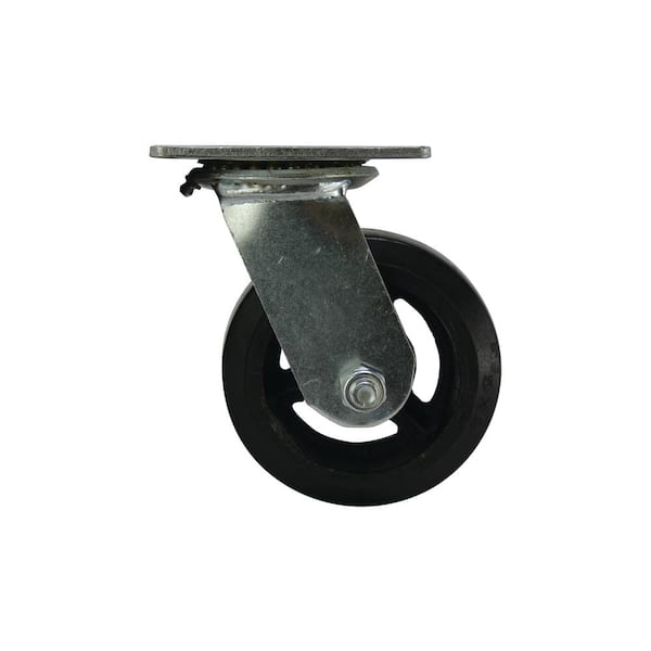 Shepherd 5 in. Black Soft Rubber and Steel Rubber Swivel Plate Caster ...