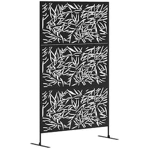 Outsunny 6.5FT Metal Outdoor Privacy Screen with Stand and Ground ...