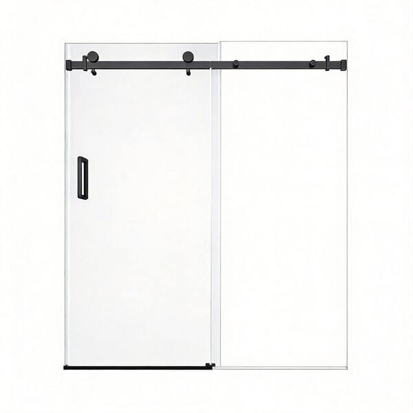 LIVACA 56-60 in. W x 60 in. H Single-Sliding Frameless Tub Door in ...