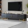Harper & Bright Designs Modern Wave Groove Pattern Black TV Stand Fits ...