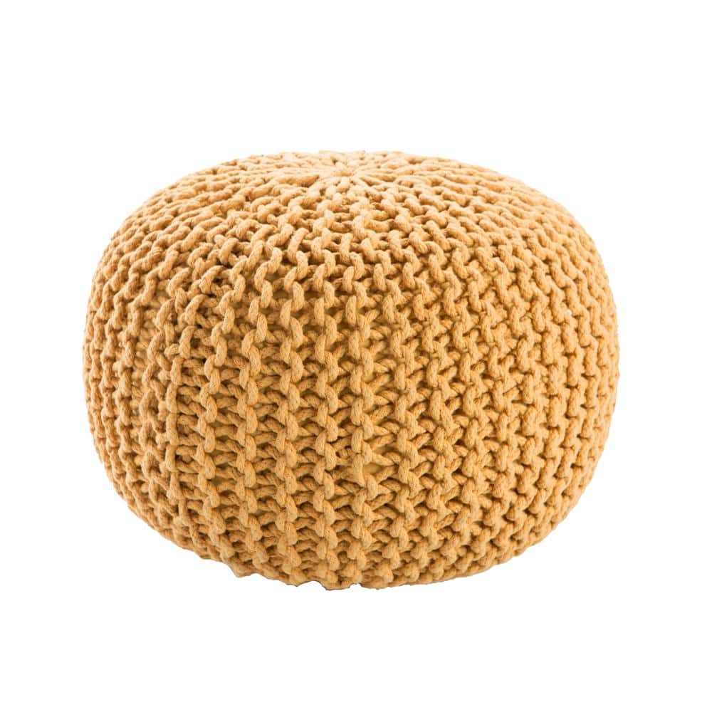 Jaipur Living Olsen Textured Yellow Round Pouf BRF100170 - The Home Depot