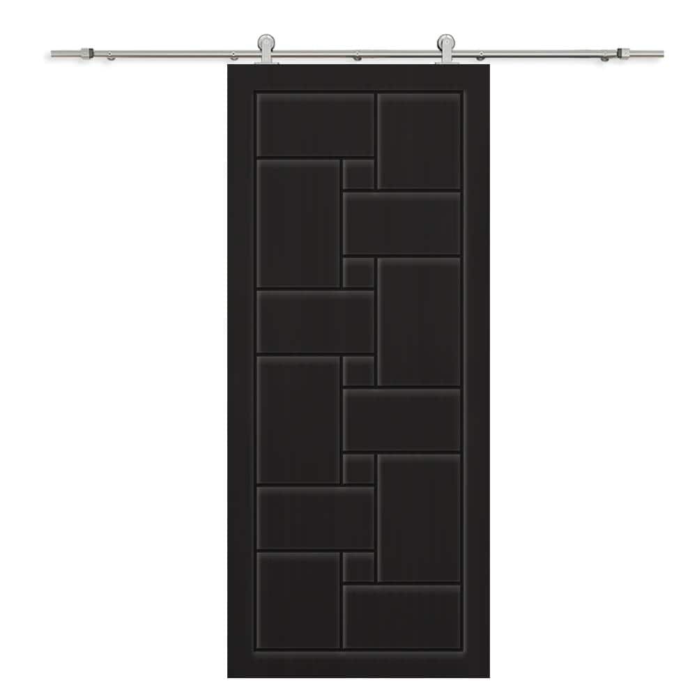 CALHOME 42 in. x 96 in. Black Stained Composite MDF Paneled Interior ...
