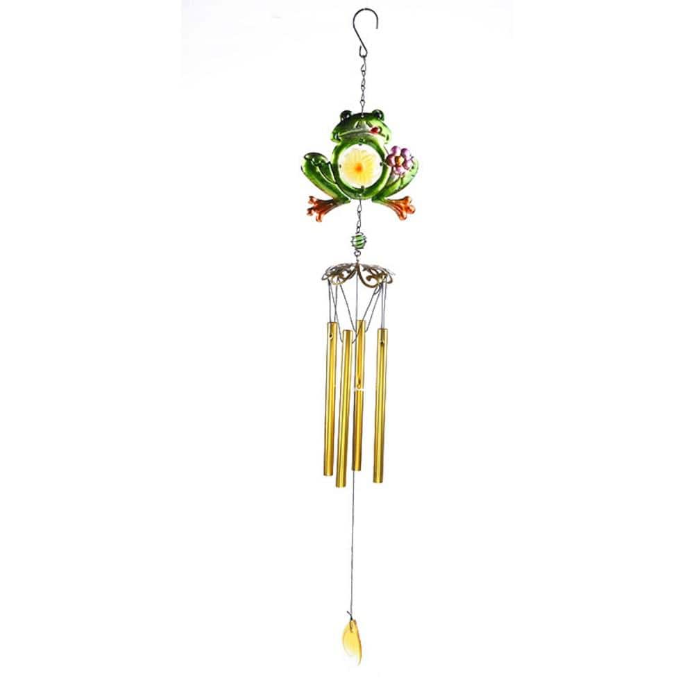 Mr. Garden 31 in. Frog Wind Chime Glass Painted Metal Wind Chime ...