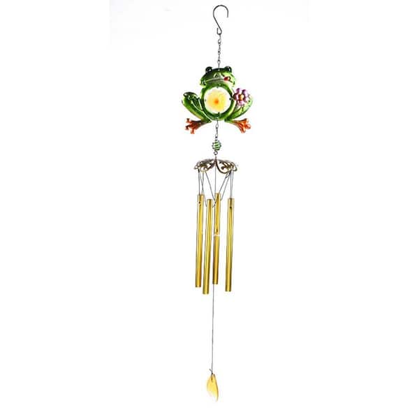 Mr. Garden 31 in. Frog Wind Chime Glass Painted Metal Wind Chime ...