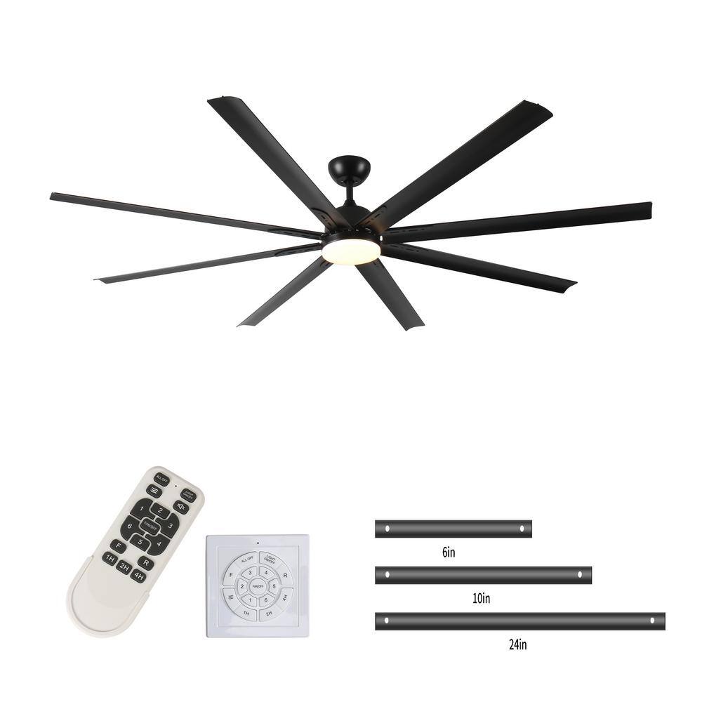 LINJO 7 ft. 6 Fan Speeds Indoor Black 110 RPM 2880 Lumen Industrial ...