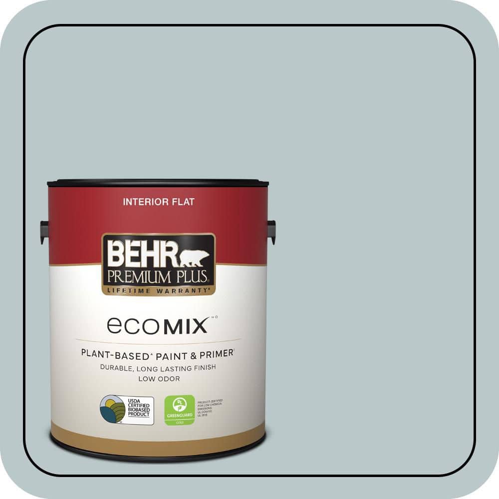 BEHR PREMIUM PLUS 1 gal. #N470-2A Dusted Blue Flat EcoMix Plant-Based ...