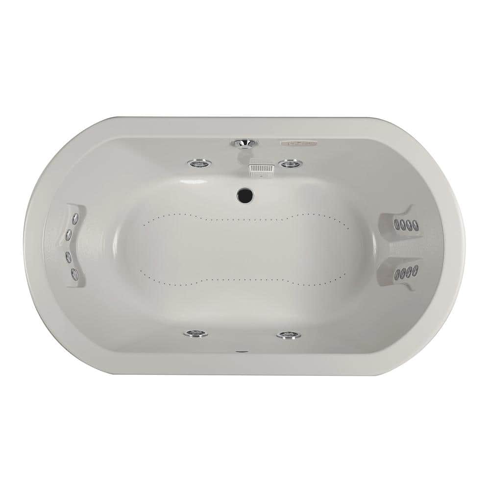 JACUZZI ANZA 66 in. x 36 in. Oval Combination Bathtub with Center Drain ...