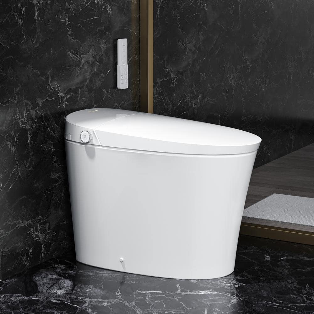 ANGELES HOME Smart Toilet Elongated Bidet Toilet 1.6/1.1 GPF in White ...