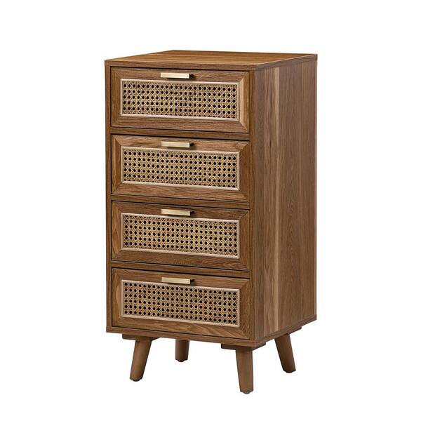 URTR Retro Classic Walnut Wood Storage Cabinet with 4 Drawers, Living ...